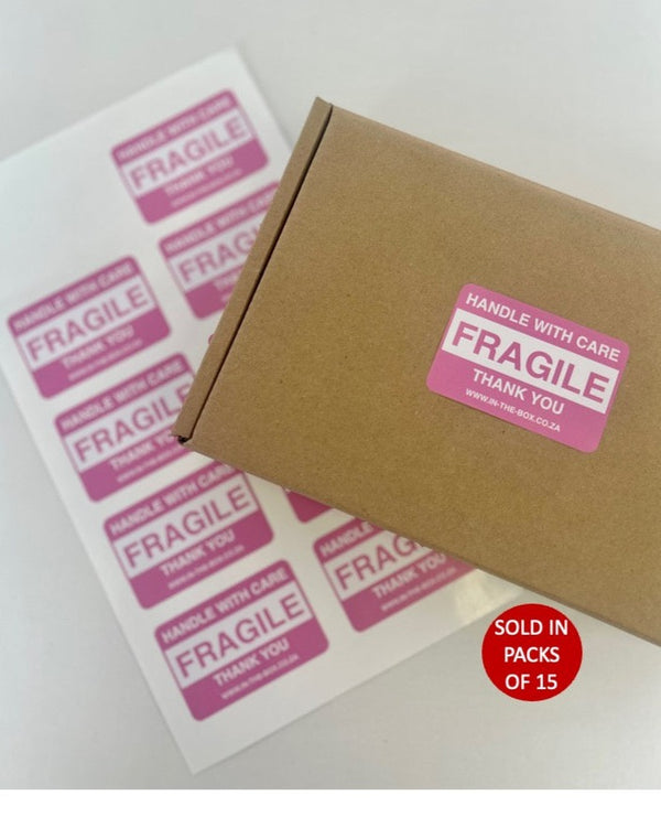 Pink Fragile Stickers (Pack of 15) – In The Box