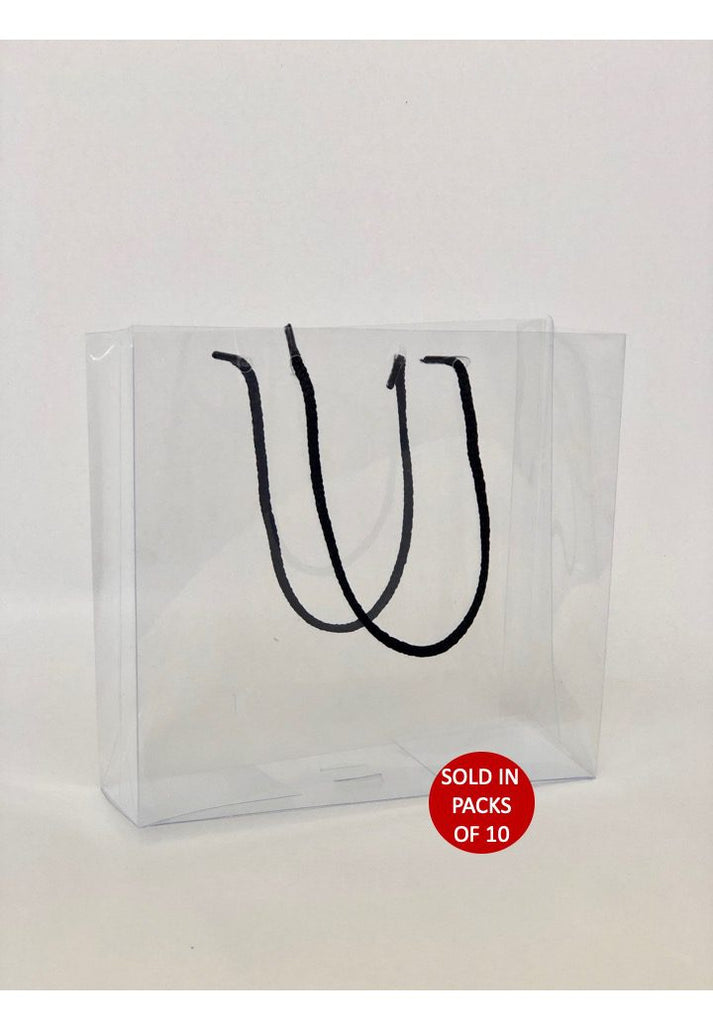 PVC Gift Bag with Black Handles 210x200x70mm (Pack of 10) – In The Box
